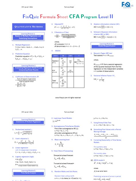 Cfa Level 2 Formula Cheat Sheet Pdf Goodwill Accounting Errors And Residuals