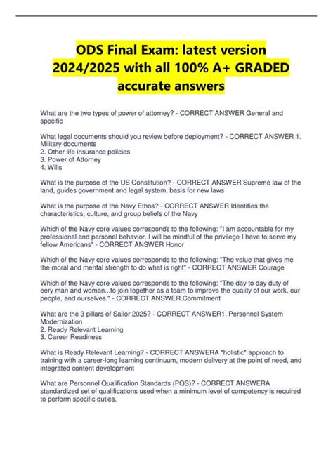 Ods Final Exam Latest Version 20242025 With All 100 A Graded