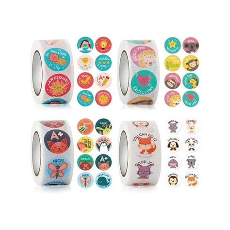 2000pcs Reward Stickers Teacher Reward Stickers School Stickers 4 Roll