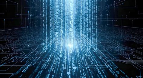 Abstract Blue Binary Code Background Matrix Data Stream Technology