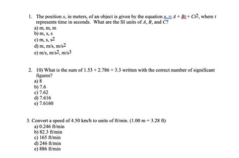 solved the position x in meters of an object is given by