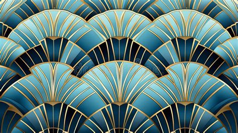 Glamorous Sky Blue Art Deco Pattern Background Stock Illustration