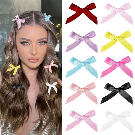Vorkoi 20pcs Pink Hair Bows Gingham Craft Mini Bows For Hair Small Bow
