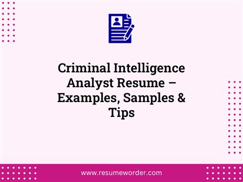 Criminal Intelligence Analyst Resume Examples Samples And Tips