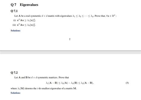 Solved Let A Be A Real Symmetric D×d Matrix With Eigenvalues