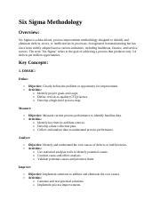 Comprehensive Guide To Six Sigma Methodology Course Hero