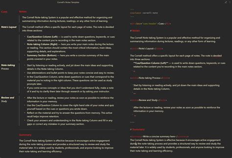 cornell notes in obsidian r obsidianmd