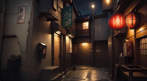 There Is A Street With A Lot Of Signs On It Japan Volumetric Lighting