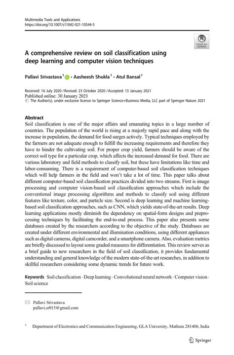 Pdf A Comprehensive Review On Soil Classification Using Deep Learning