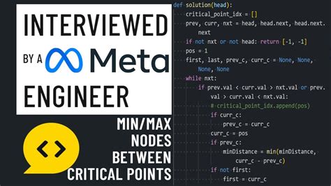 Min And Max Number Of Nodes Between Critical Points Python Interview With A Meta Engineer Youtube