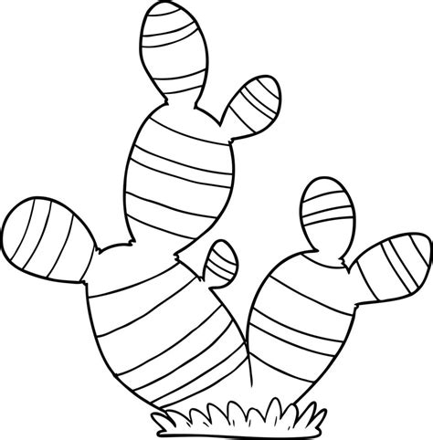 Cactus De Dibujo Lineal De Dibujos Animados 12355844 Vector En Vecteezy