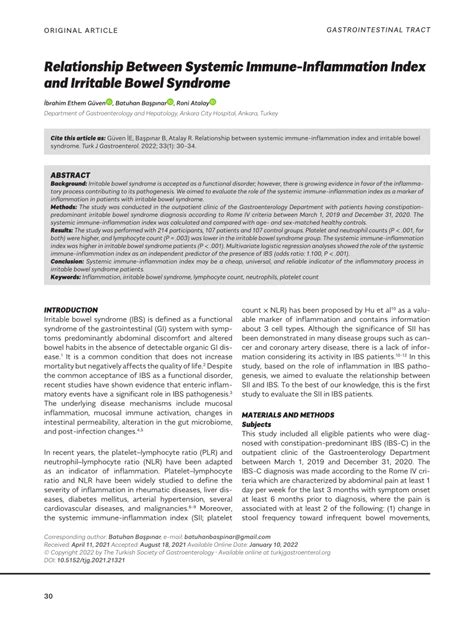 Pdf Relationship Between Systemic Immune Inflammation Index And