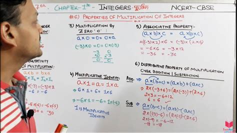 6 integers properties of multiplication for integers maths class 7