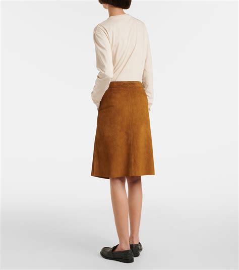 Suede Miniskirt In Brown Miu Miu Mytheresa