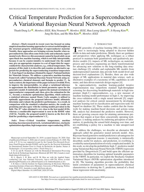Pdf Critical Temperature Prediction For A Superconductor A Variational Bayesian Neural