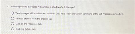 Solved How Do You Find A Process Pid Number In Windows Task
