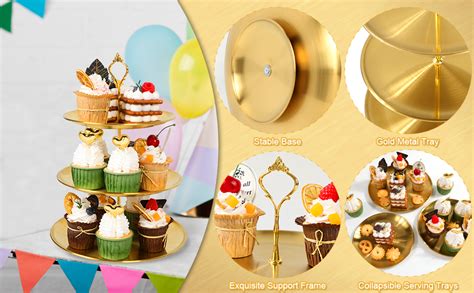 3 Tiered Metal Cupcake Stand Set Of 2 Gold Tiered Dessert Stand Cupcake Tower With