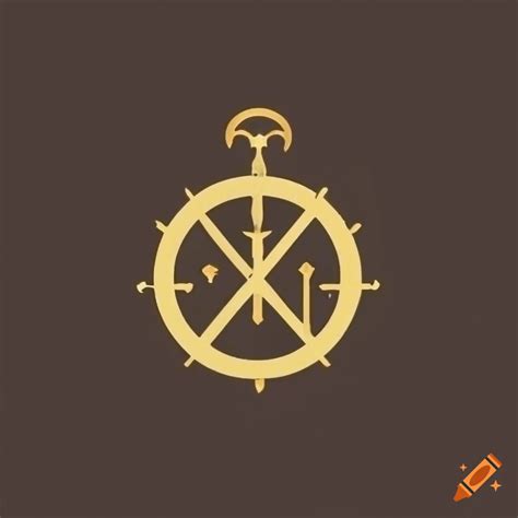 Minimalistic Logo With An Antique Gold Astrolabe