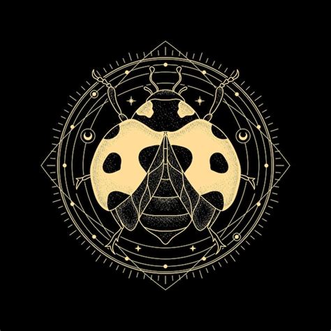 Premium Vector Luxury Gold Ladybug Art With Line Art Stipple And Hand