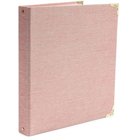 Light Pink 3 Ring Binder With 1 5 Inch Rings Decorative Linen File Folder With Gold Hardware