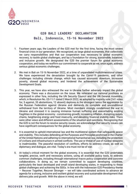 G20 Bali Leaders Declaration 2022 Pdf