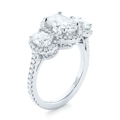 Custom Three Stone Diamond Halo Engagement Ring 103463 Seattle