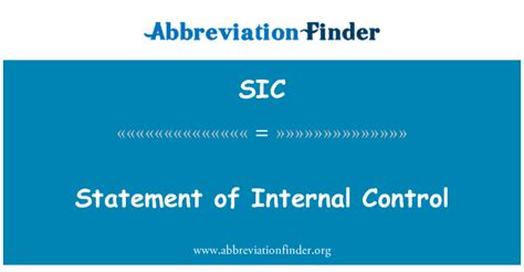 Sic Stands For Statement Of Internal Control Abbreviation Finder