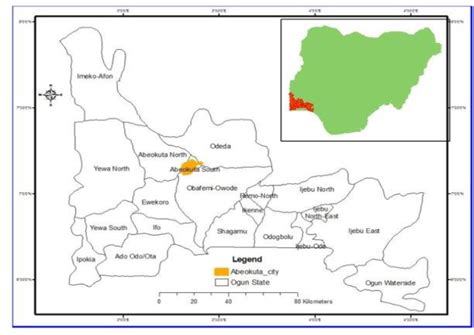 Map Of Abeokuta City In Ogun State South Western Nigeria Download