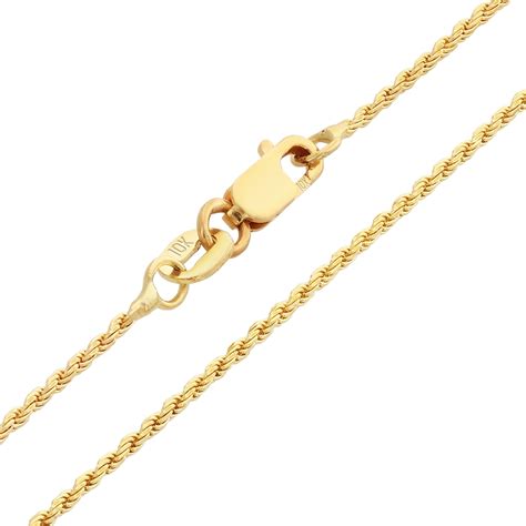 Nuragold 10k Yellow Gold Rope Chain 1mm 16 To 24 Inches