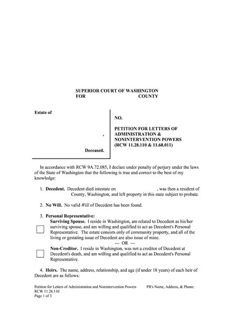 Washington Probate Fill Out And Sign Printable Pdf Template Signnow
