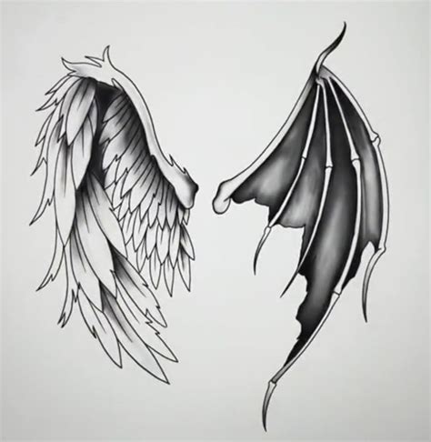 Angel And Demon Tattoo Angel Y Diablo Tattoo Demon And Angel Wings