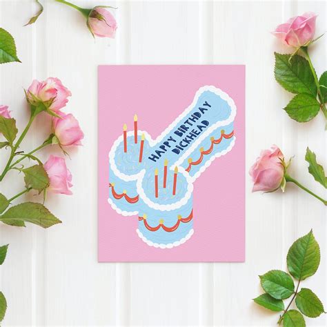 Happy Birthday Dickhead Card Funny Rude Cheeky Cake Humour