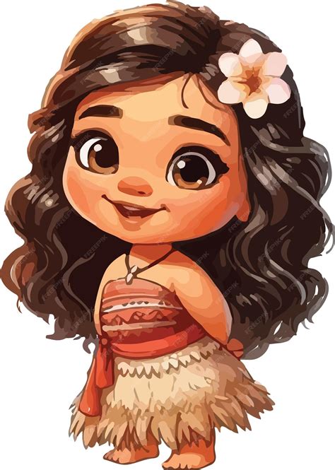 Cute Chibi Moana Stand Natural Premium Ai Generated Vector
