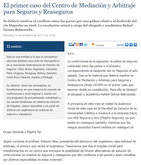 Profesor Ríos El Primer Caso Del Centro De Mediación Y Arbitraje Para