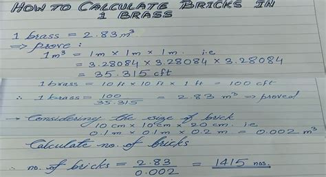 Calculate Bricks In 1 Brass Brick Calculator Brick Per Brass