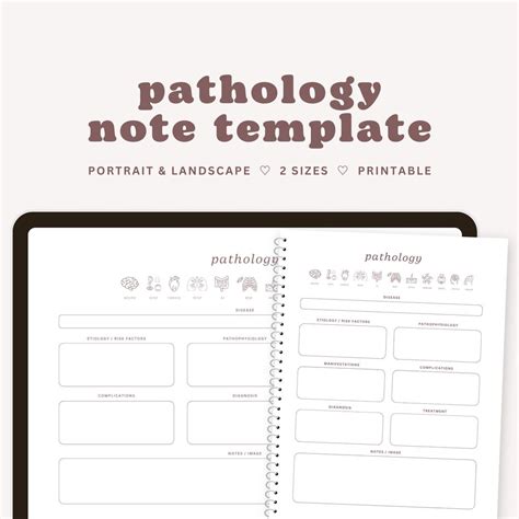 Pathology Note Taking Template Disease Pathophysiology Reference
