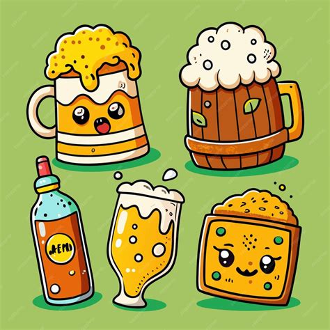 Cute Beer Mascot Icon Illustration Premium Ai Generated Vector