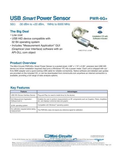 Pwr 6g Usb Smart Power Sensor Mini Circuits
