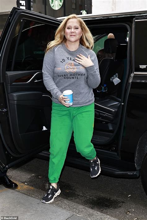 Amy Schumer Looks Casual In An Every Mother Counts Shirt As She Arrives