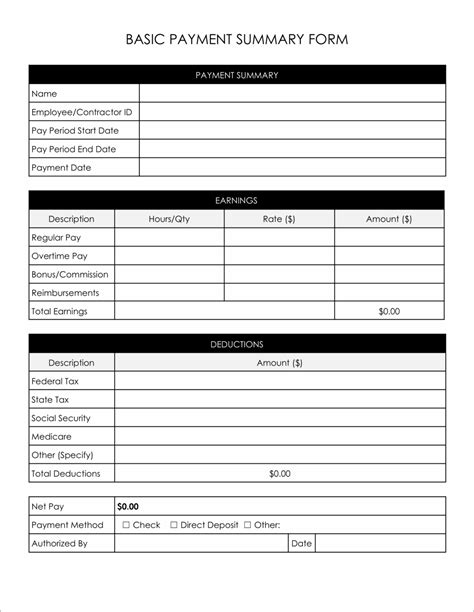 6 Must Have Payment Summary Form Templates No Signups