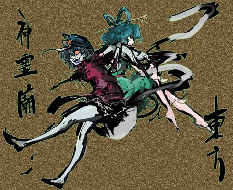 Safebooru Aqua Hair Barefoot Black Hair Hair Rings Hair Stick Kaku