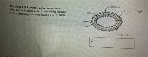 Solved 300 turns Problem 2 (25 points). Topic: Inductance | Chegg.com