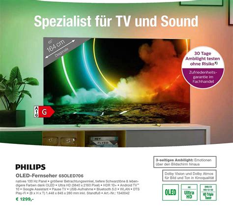 Philips Oled Fernseher 65oled706 Angebot Bei Ep 1prospektede