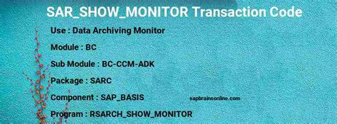 Sarshowmonitor Sap Tcode For Data Archiving Monitor