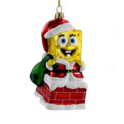 Spongebob Squarepants In Chimney Glass Christmas Ornament