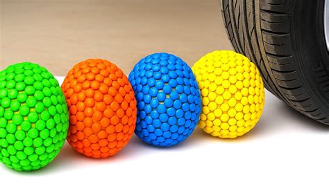 Experiment Car Vs Rainbow Candy Balls Crushing Crunchy And Soft Things