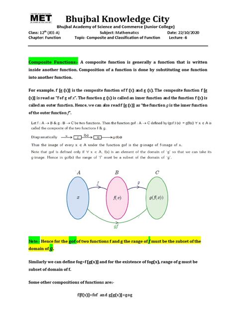 Composite Function Classification Of Function Pdf Function