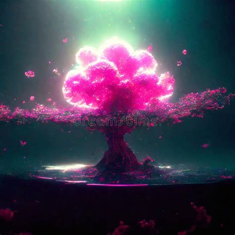 Nuclear Explosion With Smoke And Gas In The Ocean 3d Illustration Ai Generated Stock
