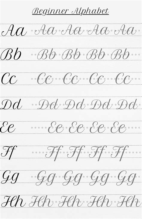 Basic Modern Calligraphy Practice Sheets By Theinkyhand D57 Cursive