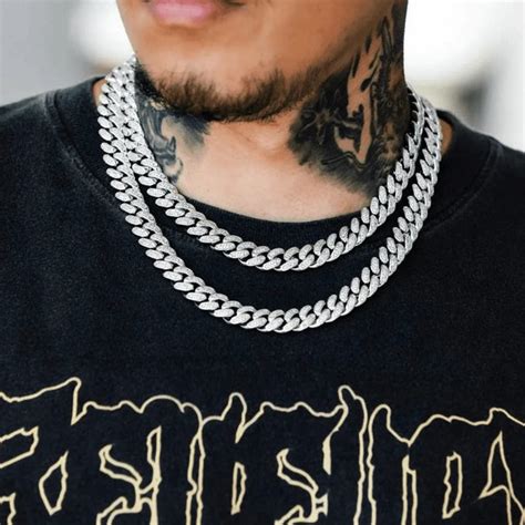 12mm Iced Cuban Link Chain White Gold